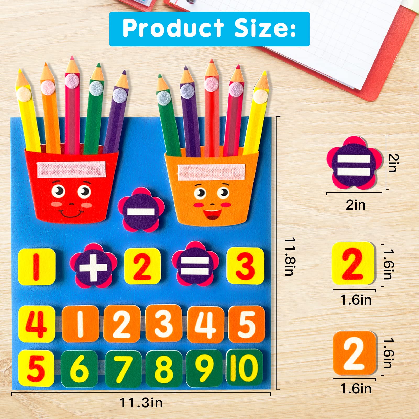 QCFDLCX Learning Numbers Felt Board for Toddlers,Counters for Kids Preschool Math,Math Games Manipulatives Kindergarten,Montessori Counting Toy for Kids
