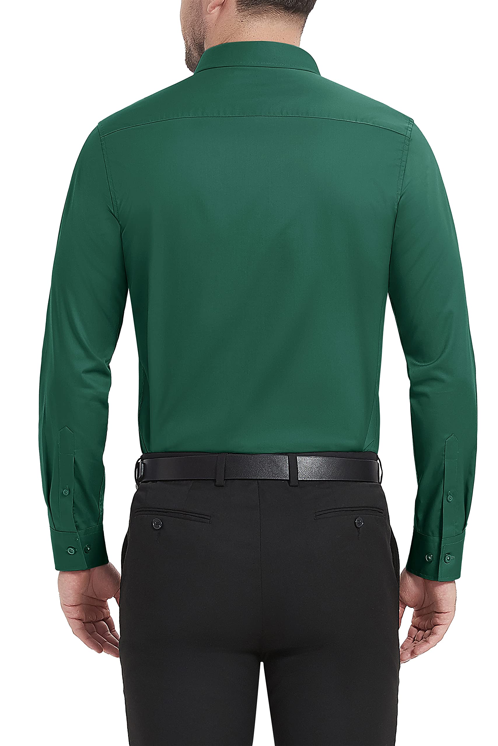 MAGCOMSEN Mens Dress Shirts Long Sleeve Button Down Shirt Lightweight Formal Shirts Business Casual Shirt Green,XL