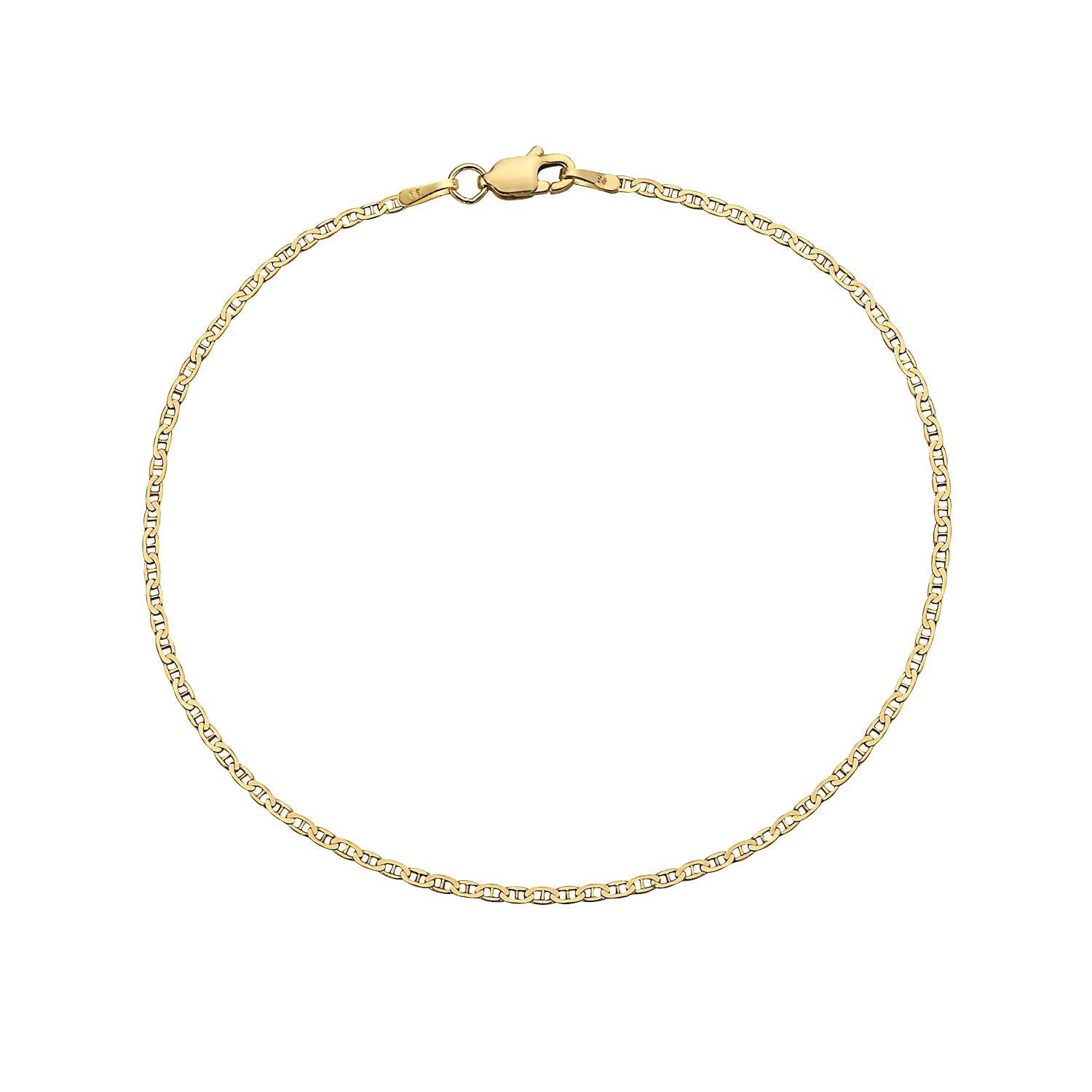 PORI JEWELERS 14K Gold 1.5MM Mariner Chain Bracelet