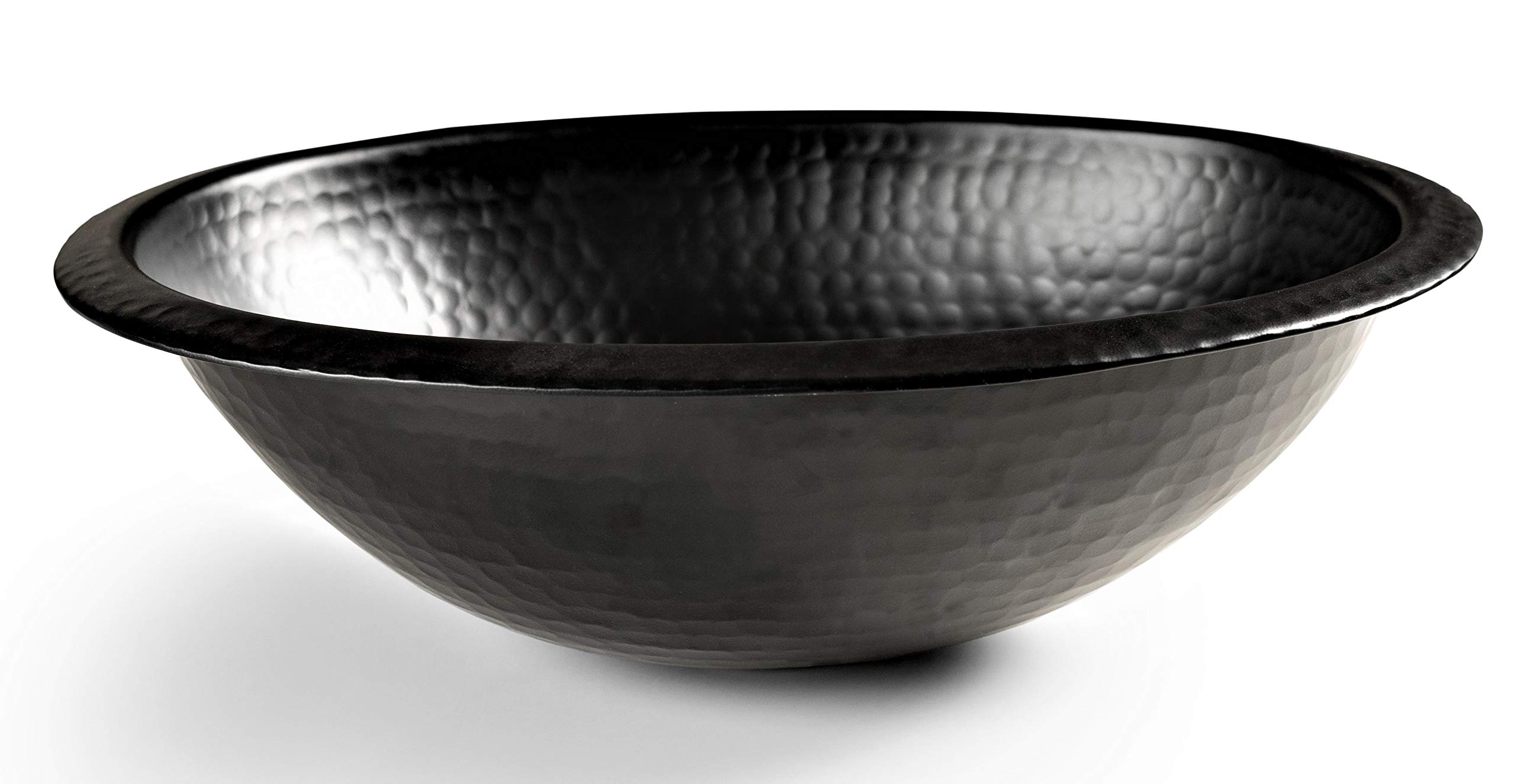 Monarch Abode 19103 Matte Black Hand Hammered Oval Drop-in Bathroom Vanity Sink (17 inches)