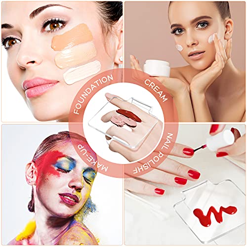 Minkissy 3pcs Makeup Hand Palette Acrylic Nail Art Manicure Palette Makeup Palette Spatula for Home Salon Professional