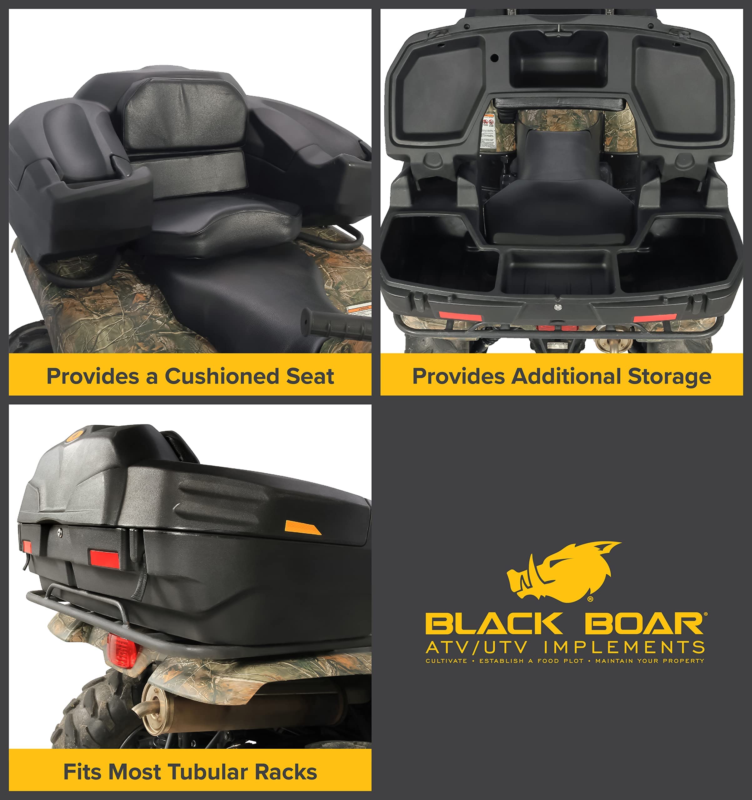 Pyle Marine ATV Powered Speakers & Camco Black Boar ATV Rear Storage Box and Lounger (66010)