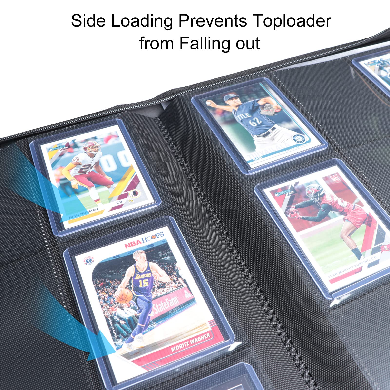 Rieton Toploader Binder, 250+ Pockets Top Loader Storage Case for Trading Cards, Double Sided Pockets for MTG, YugiOh, Baseball, Football and other TCG