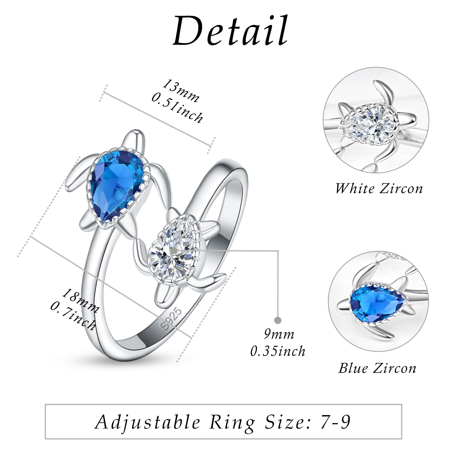 PRAYMOS Turtle Ring 925 Sterling Silver Double Turtle Thumb Ring Animal Open Adjustable Rings for Women Sea Turtle Jewelry Gift