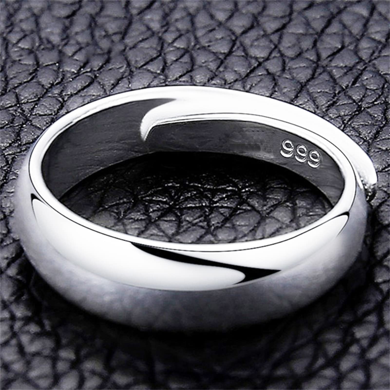 S999 Sterling Silver Rings, Simple Glossy Ring, Adjustable Size, Bachelor Or Couples ring, Engagement Wedding Rings Jewelry Gift