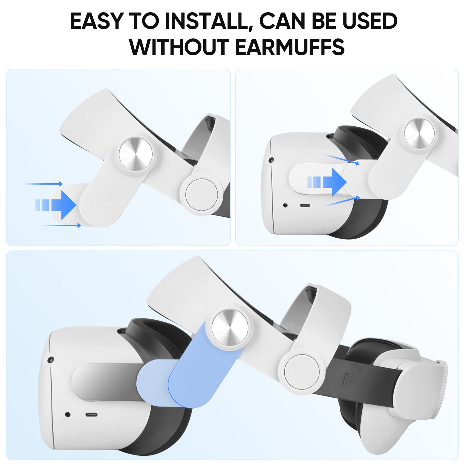 SARLAR Head Strap Accessories Compatible with Meta Quest 2, Elite Strap with Hard Carrying Case and Lens Protector for Enhanced Support and Comfort in VR
