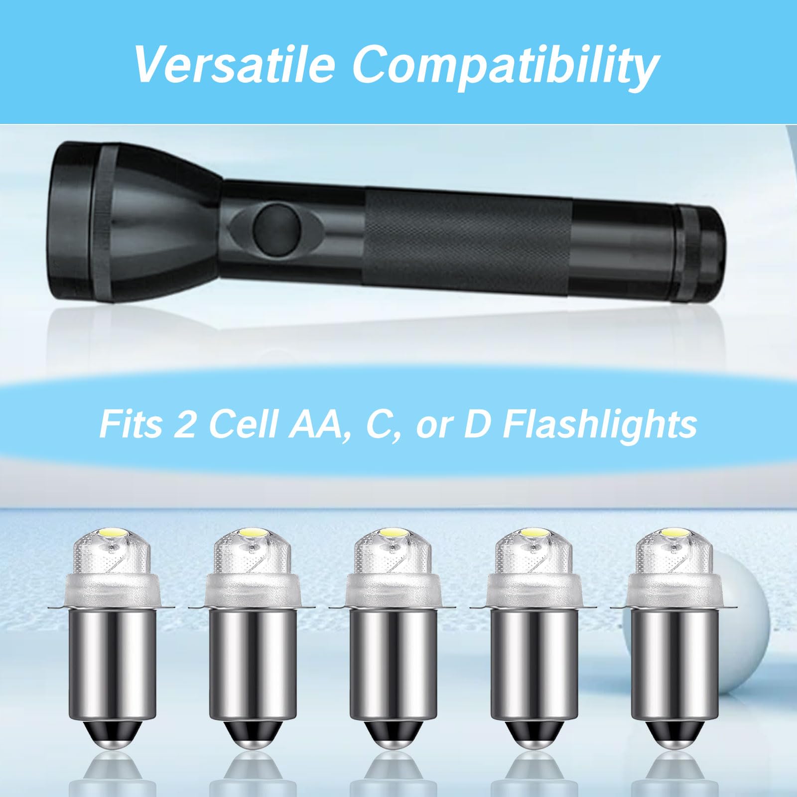 YAFIYGI 2 Pack Flashlight Bulbs 30 Lumen 3-Volt LED PR6 Replacement Bulb for Flashlights 3V Light Bulb Torch Flashlight Bulb with 10 Year Lifespan 41-1643 P13.5S 6000K