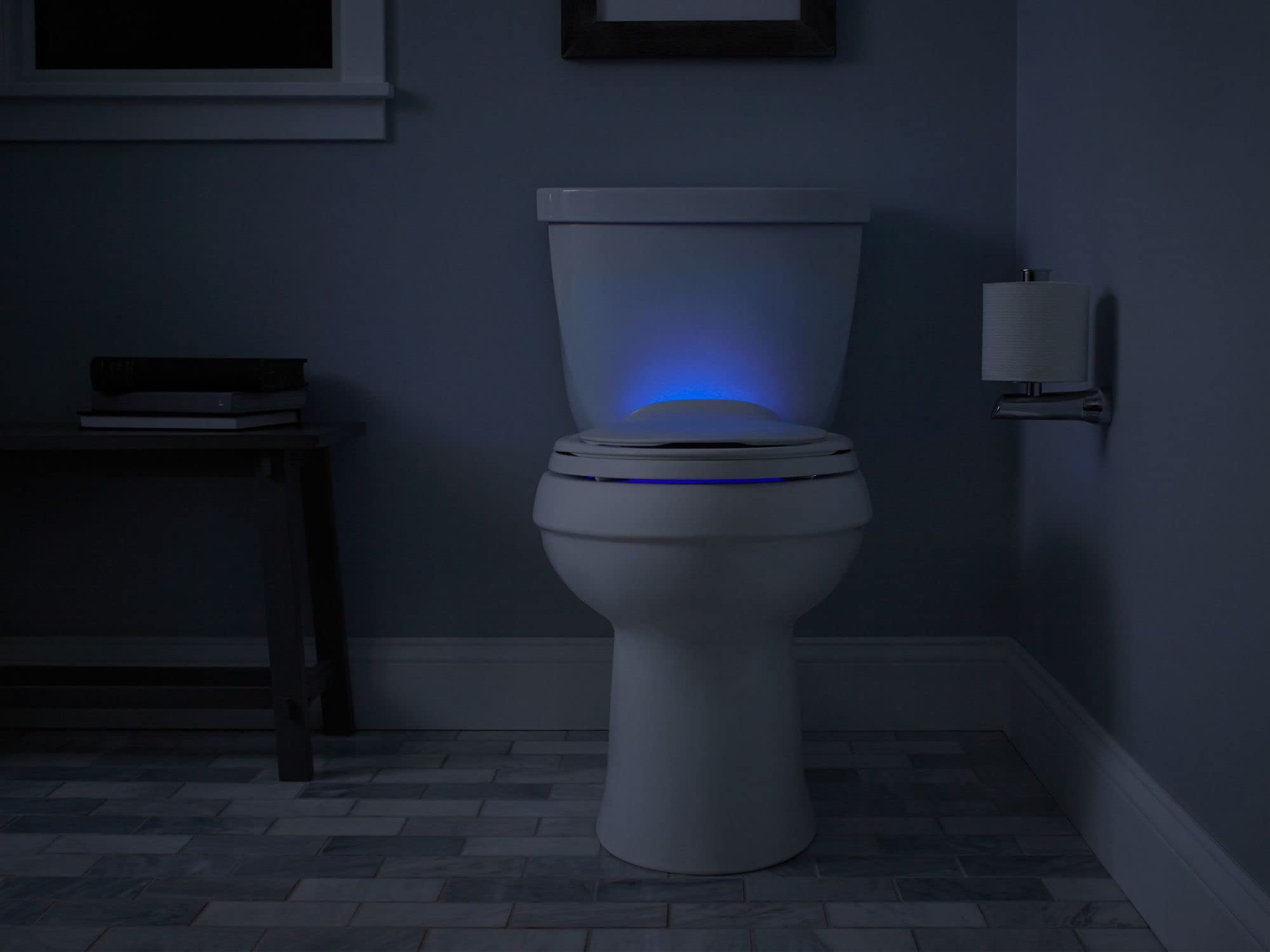 KOHLER K-2599-0 Transitions Nightlight Quiet-Close with Grip-Tight Toilet Seat, White