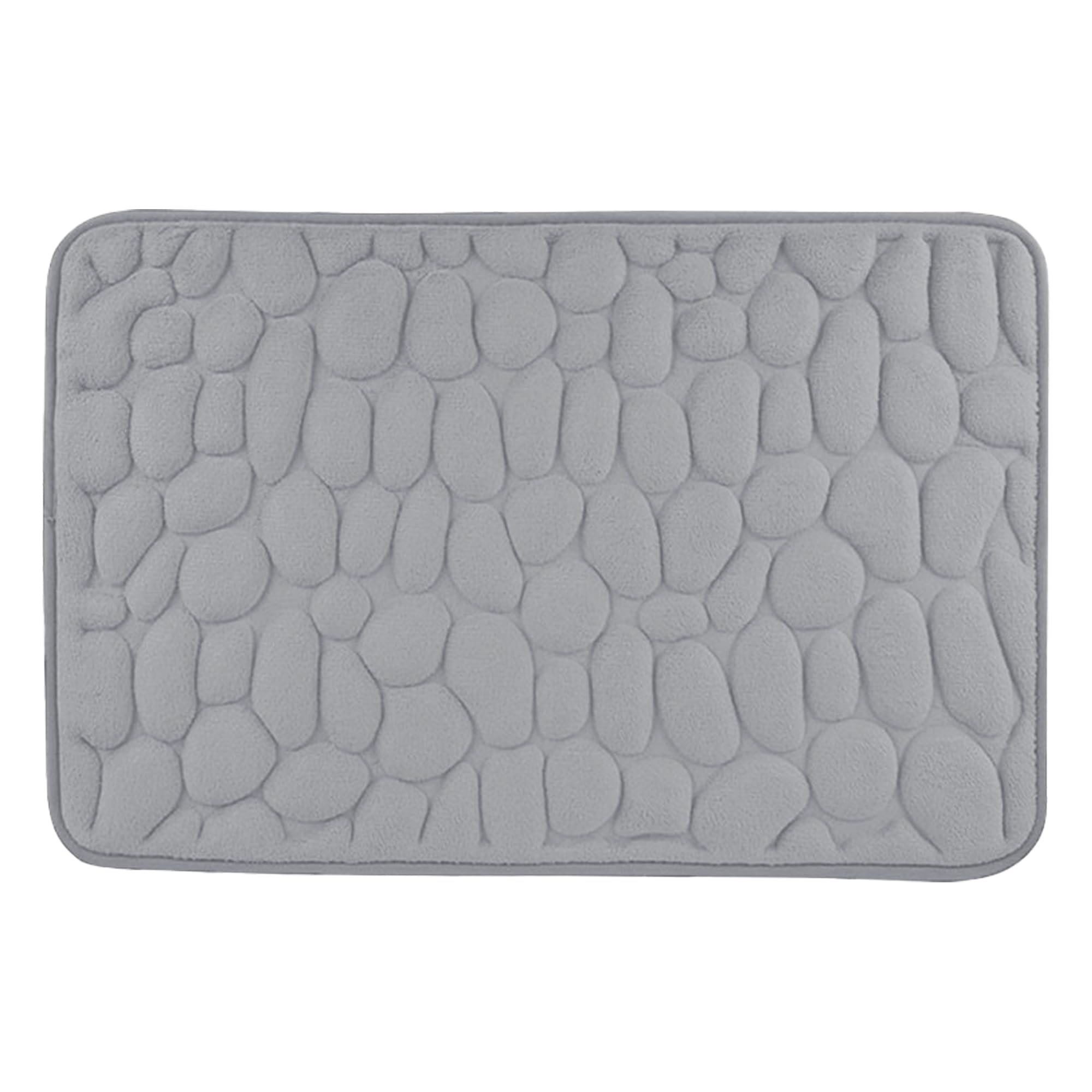 Memory Foam Bath mat Soft and Comfortable Non-Slip Toilet Bathroom Carpet Pebbles Machine Washable Suction Bath mat（15.7x23.6in, Light Grey）