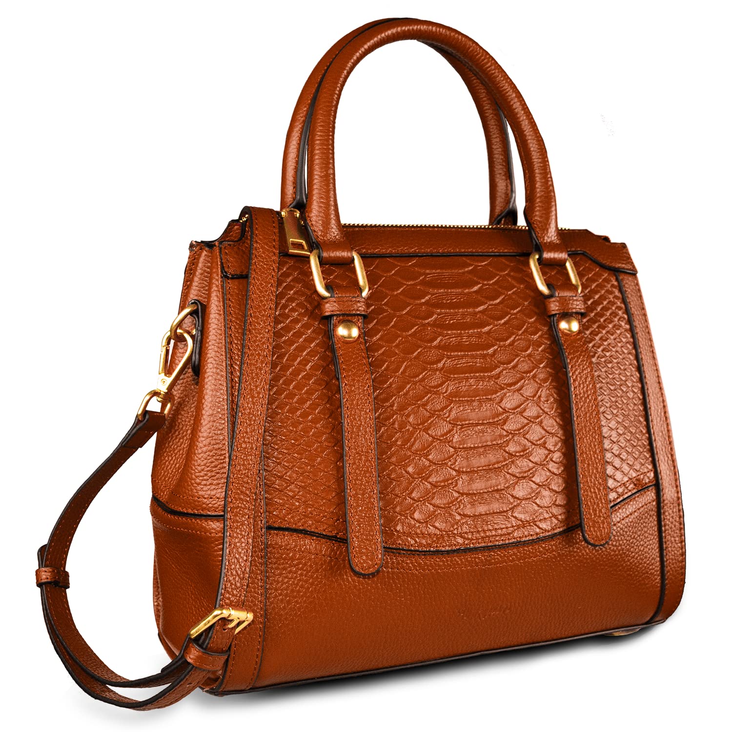 Real Leather Handbag, Genuine Leather Tote Shoulder Bag, Crossbody Purse, Designer for Women (Brown)