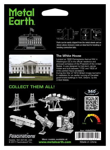 Metal Earth White House 3D Metal Model Kit Bundle with Tweezers Fascinations