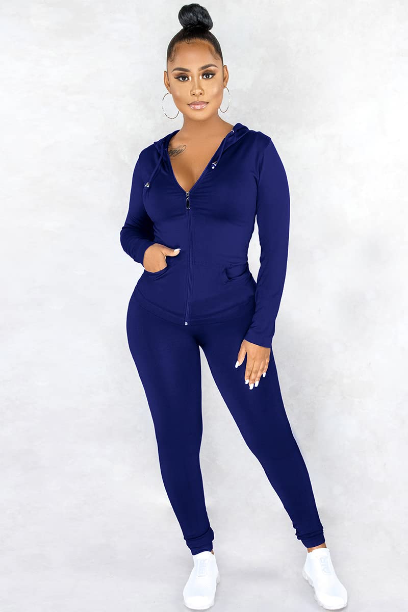 QCHENG Women Two Piece Outfits Tracksuit Set Long Sleeve Zipper Hoodie Jackets Jogger Sweat Pants Sweatsuits Workout Sets with Pockets