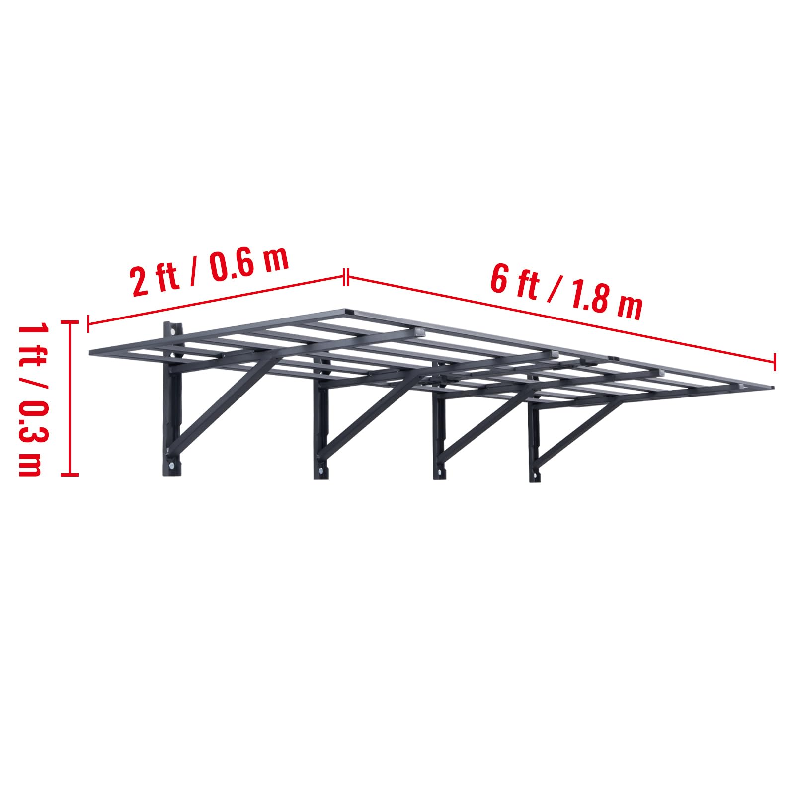 Zoorse Garage Storage Shelving, 2 Pack, 6 x 2 ft Heavy Duty Garage Shelves Wall Mounted, 1600 lbs Load Capacity(Total) Garage Storage Rack Floating Shelves, Suitable for Shop, Shed, Garage Storage