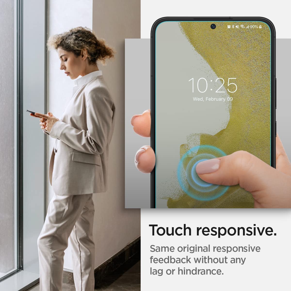 Spigen Tempered Glass Screen Protector [Glas.tR EZ Fit] designed for Galaxy S22 [Case Friendly] - 2 Pack