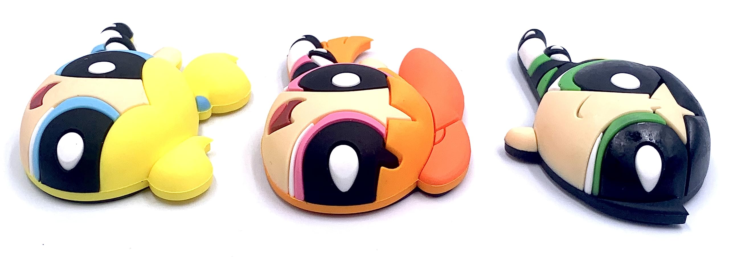 Monogram Powerpuff Girls 3 Piece Magnet Set –Bubbles, Blossom and Buttercup 3D Foam Magnet - Magnet for Refrigerators, Office and Lockers