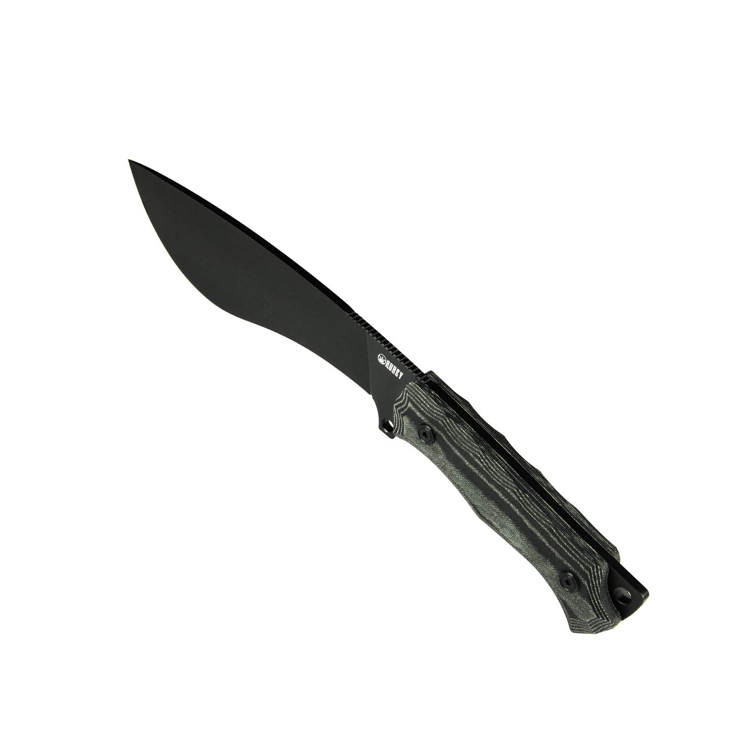 KUBEY Machete KU241 Fixed Blade Outdoor Knife with G10 Handle Kurki Style Blade for Camping Hunting and Survival w/Black Kydex Sheath (Black Coating)