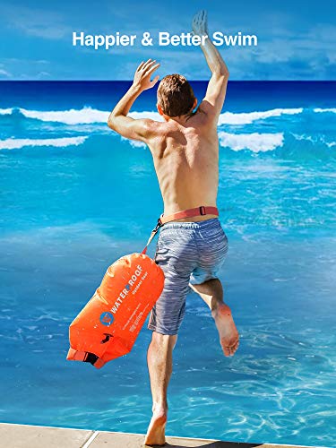 Luxtude Swim Buoy Float for Open Water Swimming, 20L Waterproof Dry Bag Swimming Bubble Safety Float with Adjustable Waist Belt for Safe Swim Training, Triathletes, Kayaking, Snorkeling and Rafting