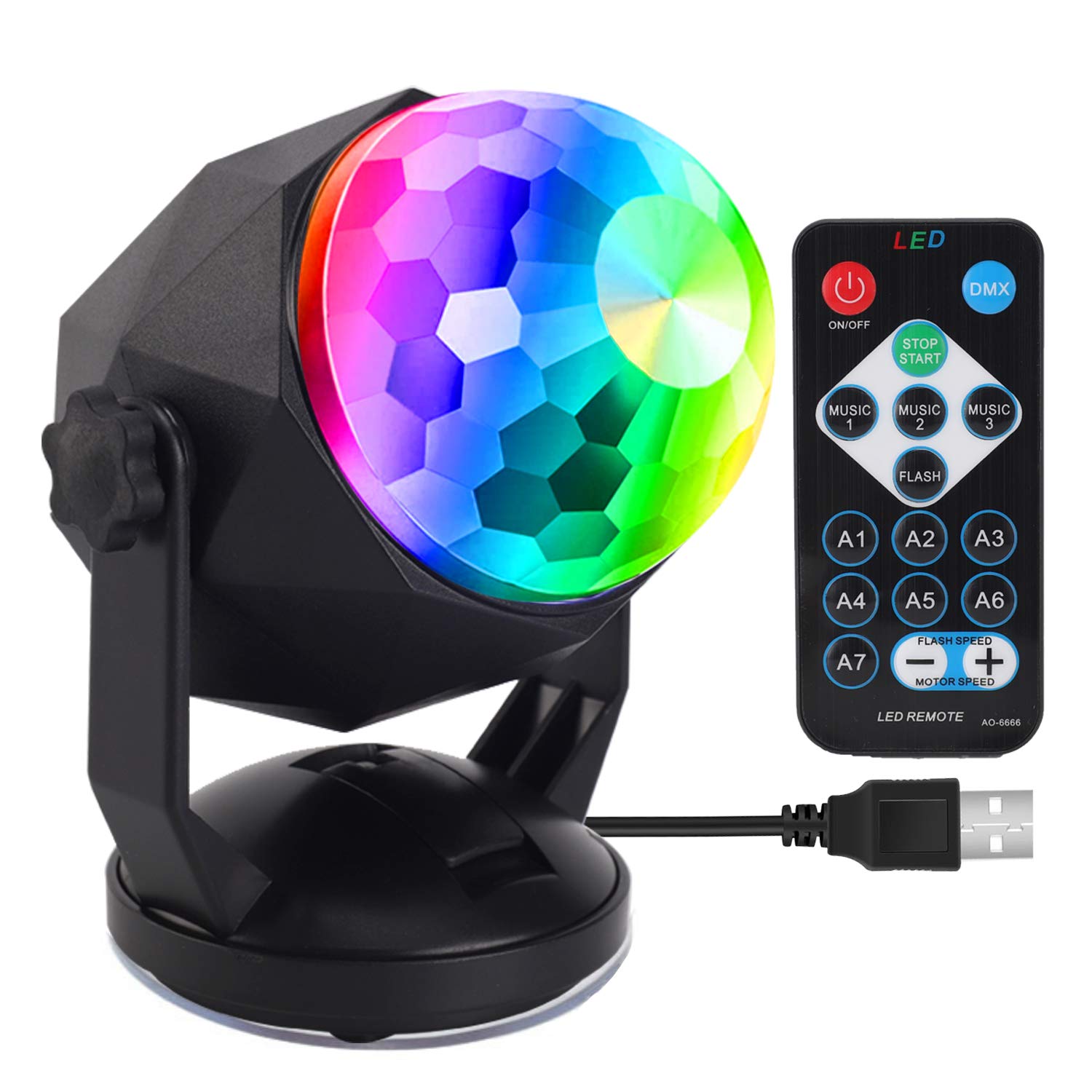 Lukasa Disco Ball Party Lights,Sound Activated Disco Lights with Remote Control,7 RBG Modes Atmosphere Strobe Light for Home Room Dance Birthday DJ Bar Karaoke Xmas Wedding Show Club Pub