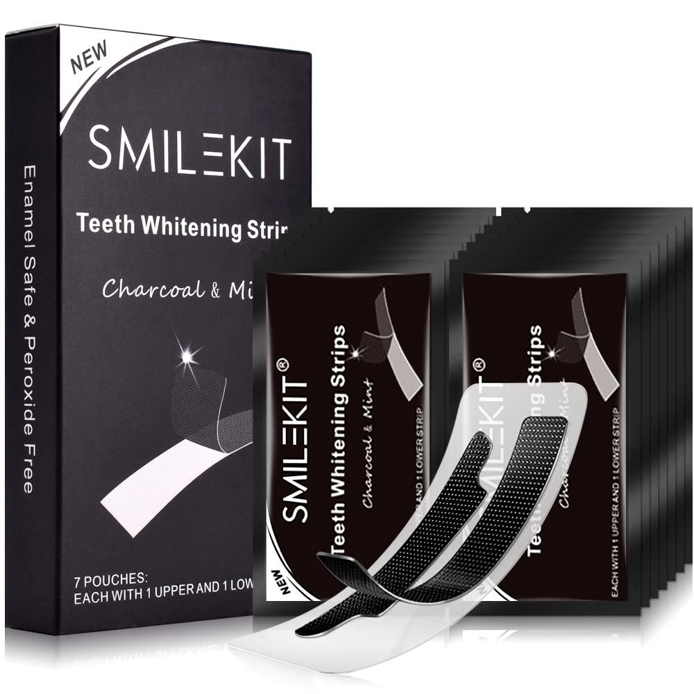 Teeth Whitening Strips Black Strips for Non-Sensitive Professional Effect Teeth Whitening Non-irritating Non-Peroxide Ingredients of 28 Whitener Strips (14 Treatments) (Mint)