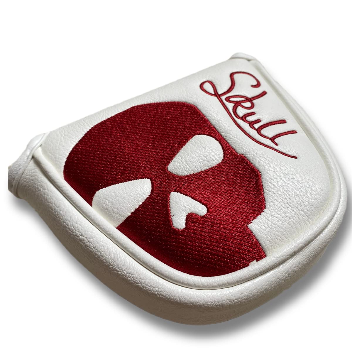 Premium Synthetic Leather Golf Putter Cover - Mallet Putter Head Cover Headcover Magnetic Golf Headcover for Mallet Putters (Eagle/Skull) (White|Skull)