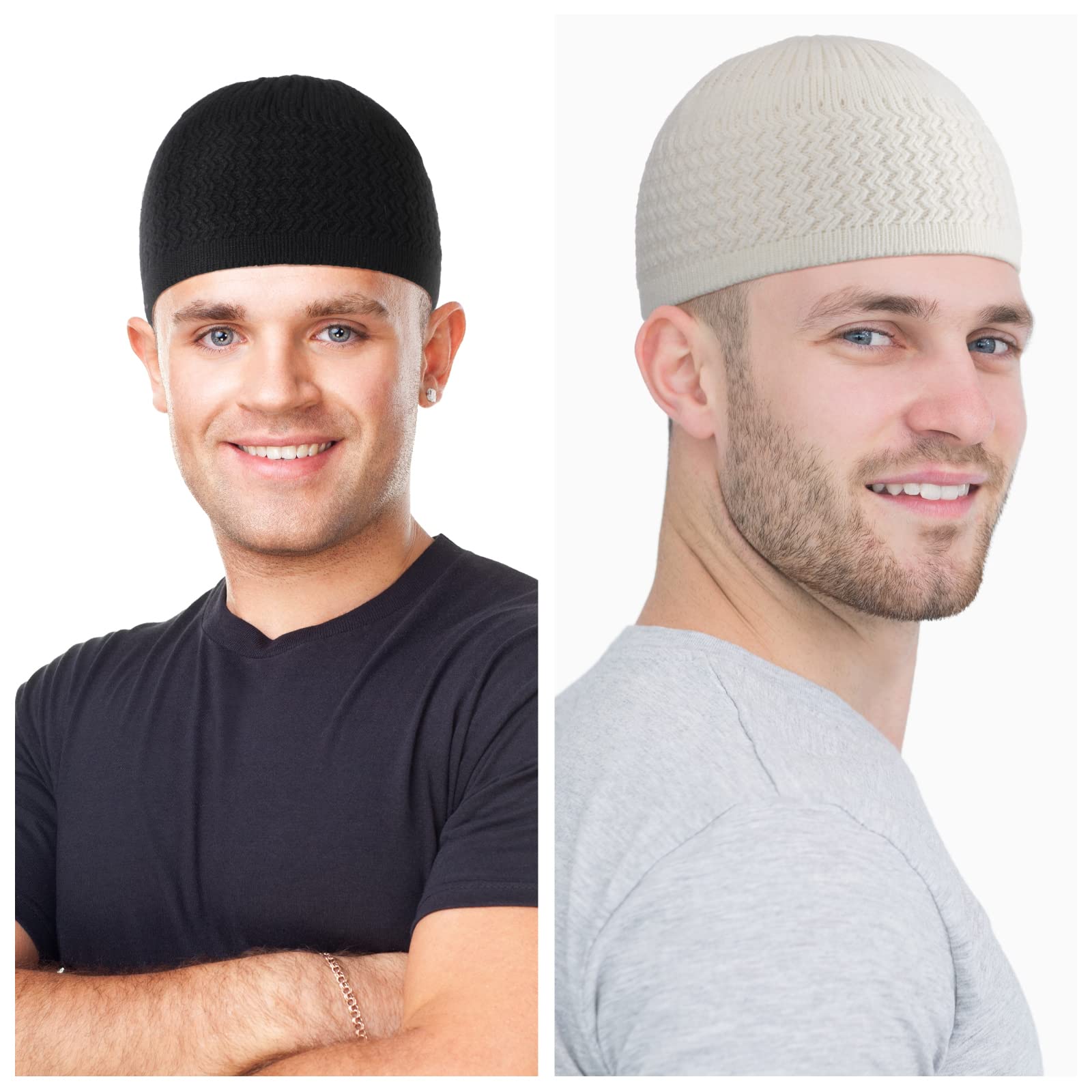 Retisee 24 pcs Kufi Hats for Men Muslim Knit Skull Caps Helmet Liner Crochet Beanie Unisex Headwear(Multi Color)