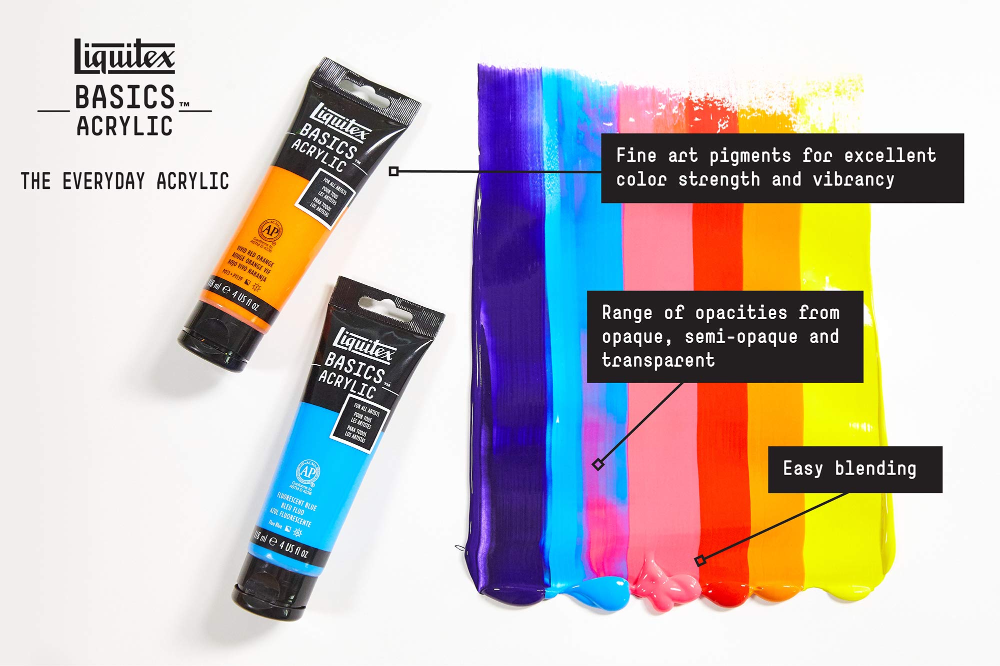 Liquitex BASICS Acrylic Paint, 118ml (4-oz) Tube, Fluorescent Blue