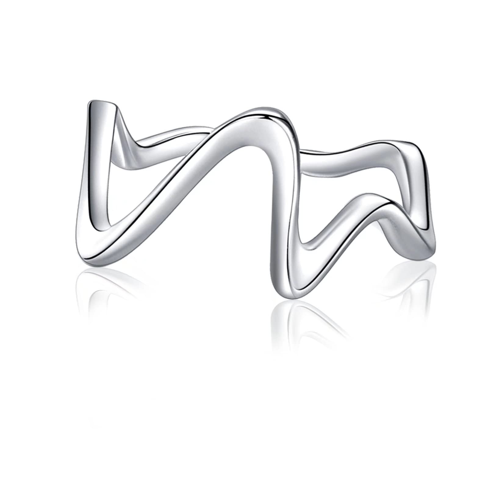 Presentski Highs and Lows Ring Wave Pattern Inspirational 925 Sterling Silver Adjustable Stackable Knuckle Zig Zag Wraparound Comfort Fit Finger Ring Jewelry Gift to My Daughter