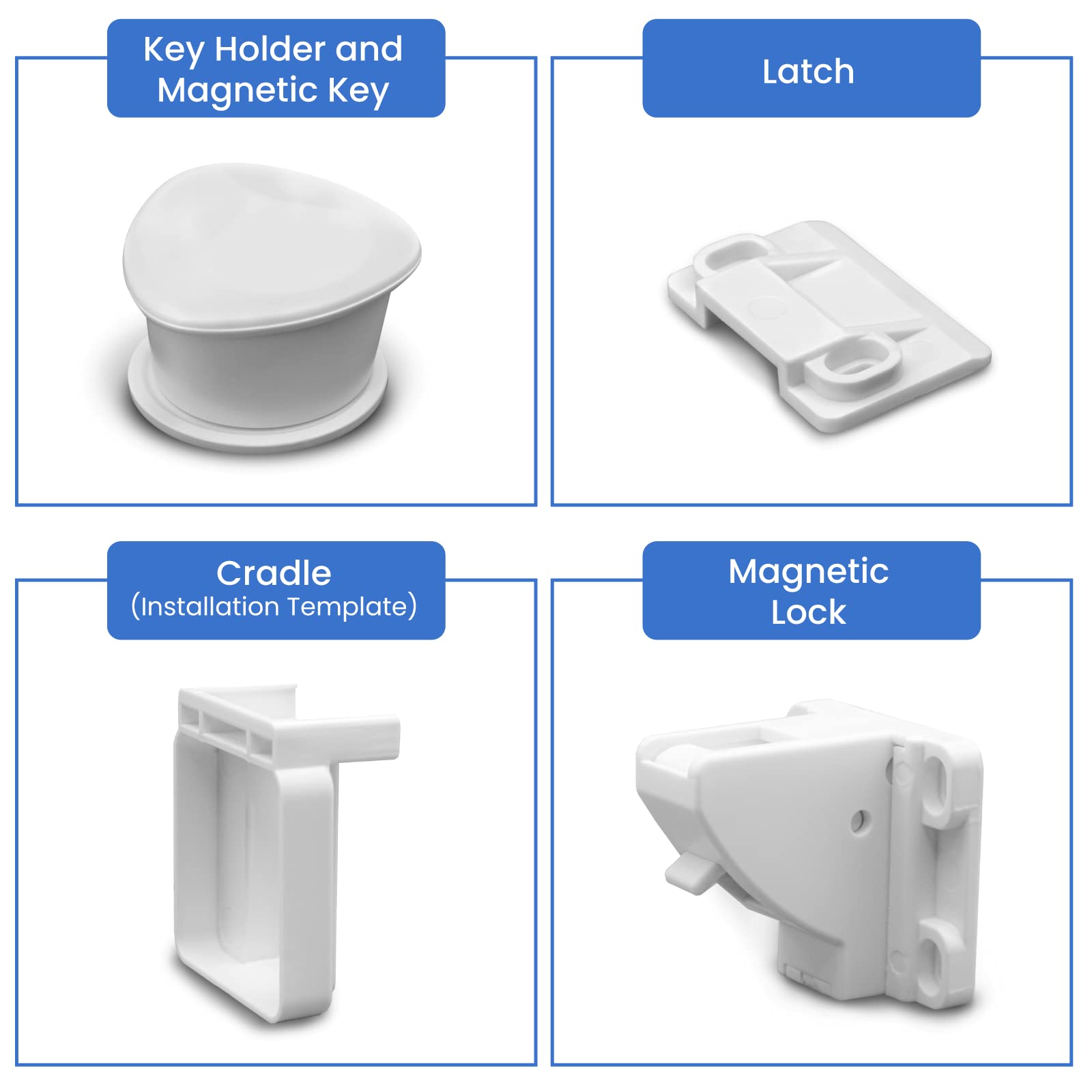 Lulasafe Magnetic Cabinet Locks β 10 Pack Baby Proof Cupboard Safety Latches β Adhesive, for Cabinets & Drawers - Easy Installation No Drilling or Tools Required