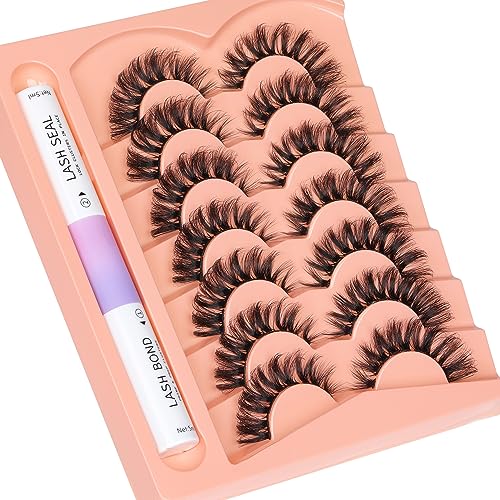 Lvmixwig Eyelash Extension Kit Cluster Lashes Extension Kit with Lash Bond and Seal Strong Hold D Curl Lash Cluster Fluffy Cat Eye Natural Look Individual Lashes Extension Kit DIY at Home