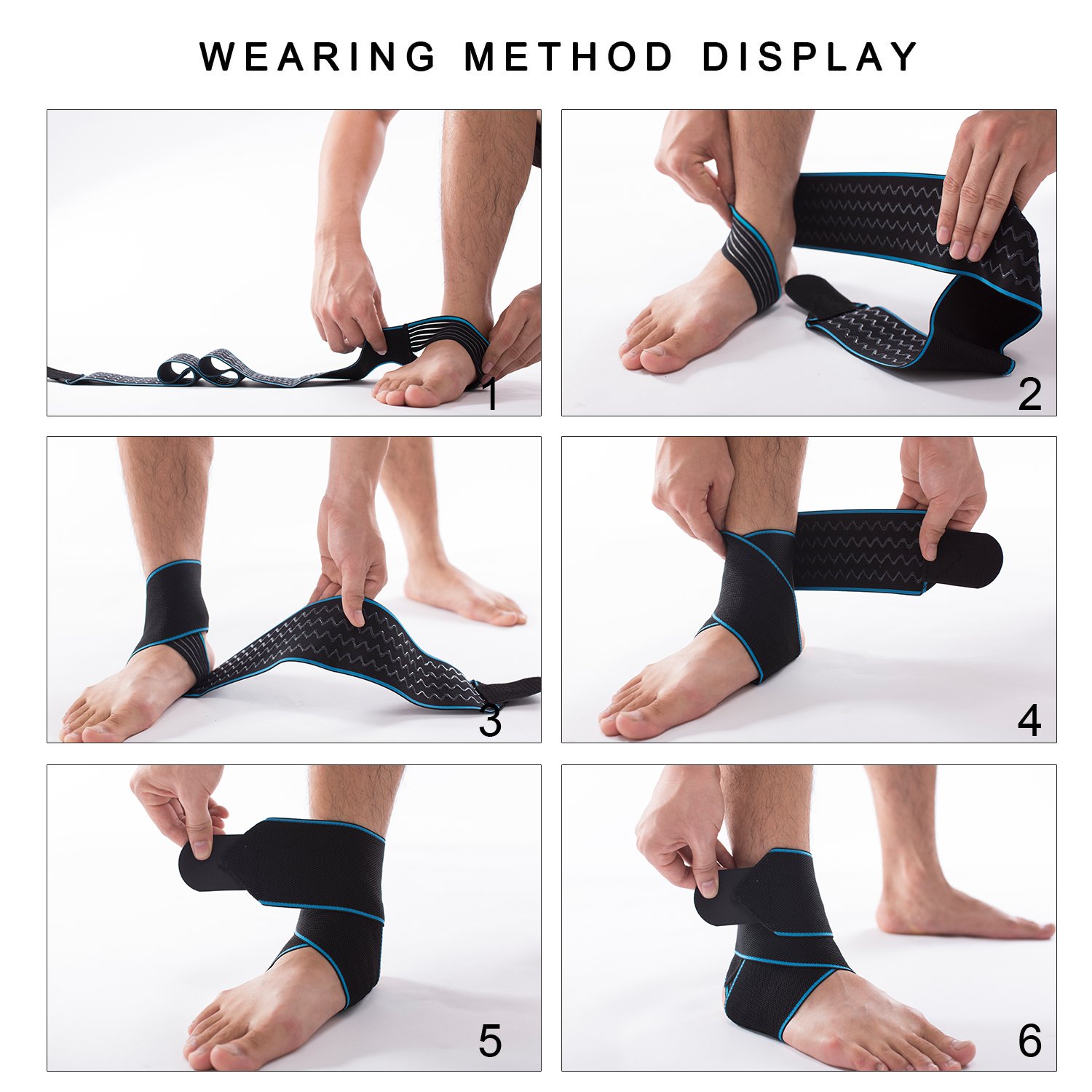 LOKEP Ankle Brace Breathable Ankle Support Adjustable Ankle Stabilizer with Compression Wrap Support, Suitable for Men & Women, Sports -One Size Fits All(Blue)