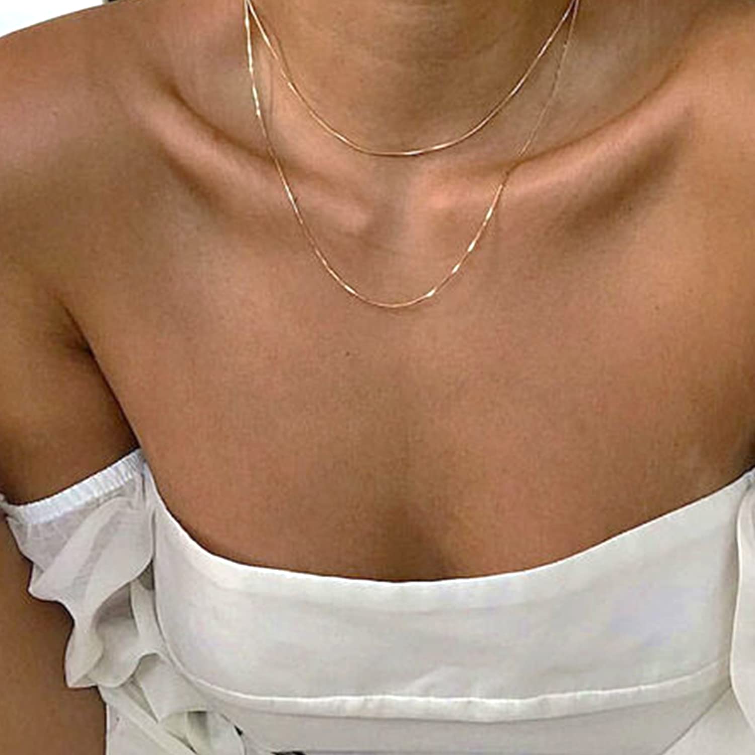 Jewelry Affairs 14k Real Solid Gold Box Style Chain Necklace, 0.6mm (20 Inches, Yellow Gold)