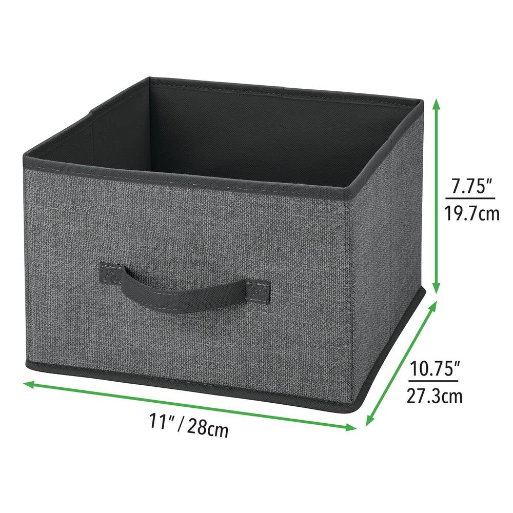 mDesign Fabric Bin for Cube Organizer - Foldable Cloth Storage Cube - Collapsible Closet Storage Organizer - Folding Storage Bin for Clothes and More - Lido Collection - 2 Pack - Charcoal Gray/Black