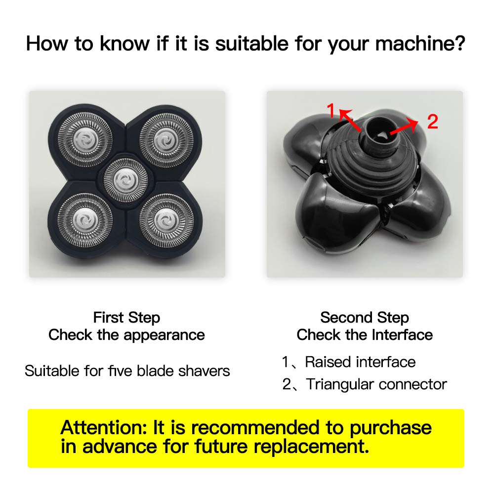 Men's Electric Shaver Replacement Heads 5 Head Fiveblade for Men Shaver Wet & Dry Compatible Waterproof Multi Functional(DT1)