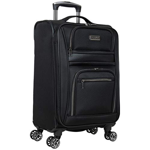 Kenneth Cole REACTION Rugged Roamer Lightweight Softside Expandable 8-Wheel Spinner Luggage, Black, 2-Piece (20β Carry-On/28β Check Size)