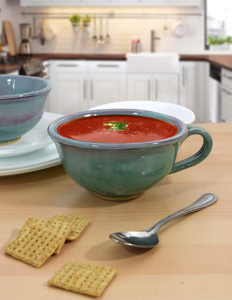 Modern Artisans American Made Orchid Green Pottery Collection: 20-oz Chowder/Soup Mug