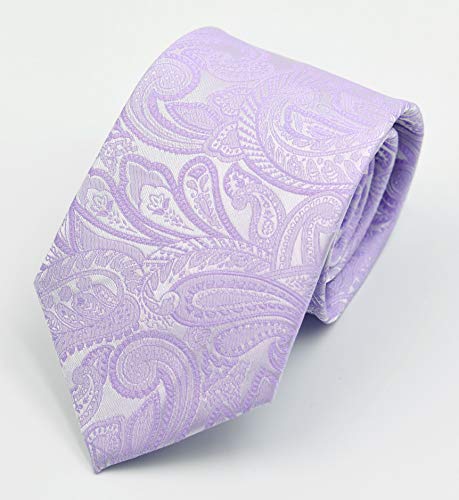 Men's Silk Purple Ties Paisley Pattern 3.15" Width Dress Lavender Summer Necktie