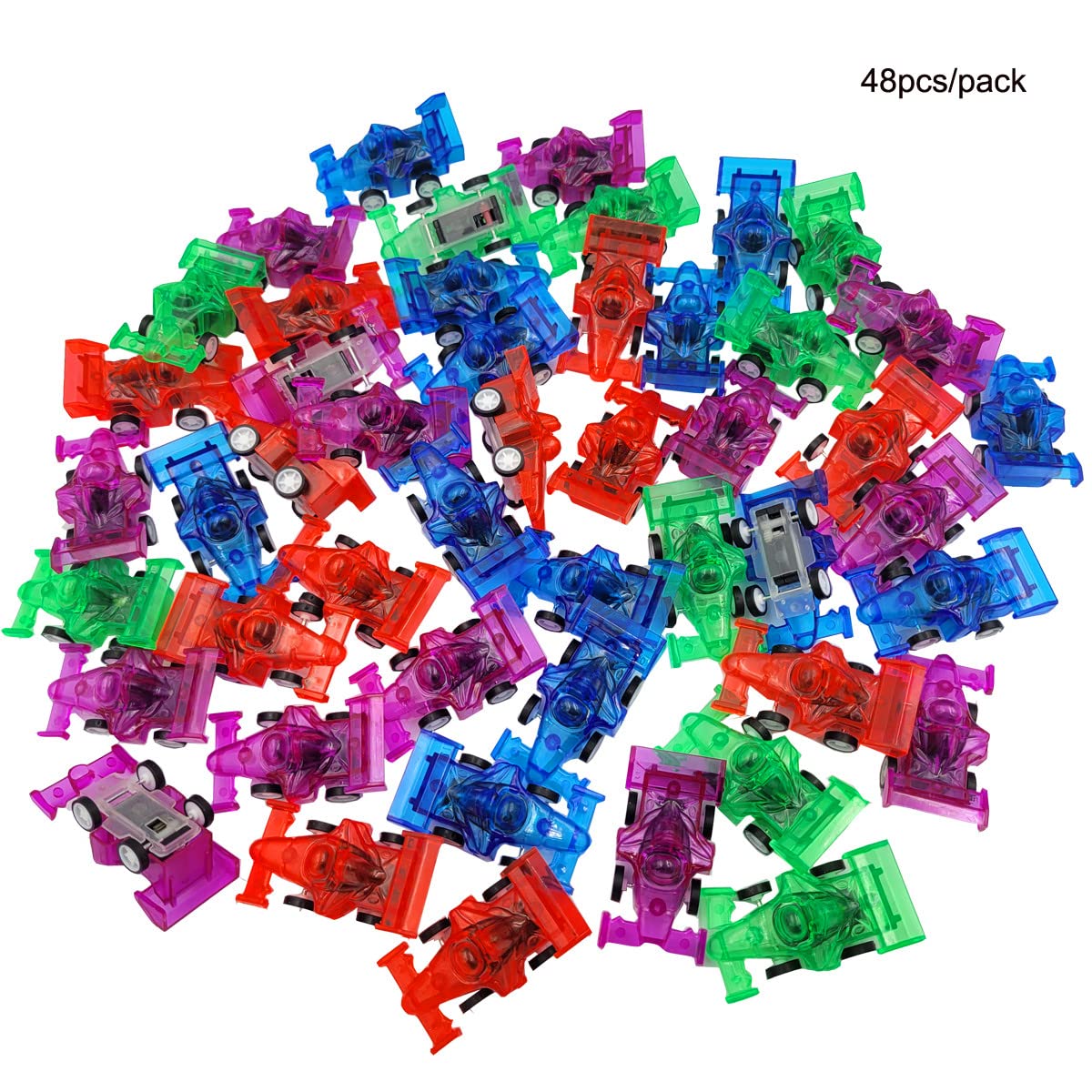 SeeuFun 48 Pieces Bulk Mini Pull Back Racing Cars Die Cast Vehicles Toy, Party Favors for Boys and Girls,Colors Randomly (48pcs)