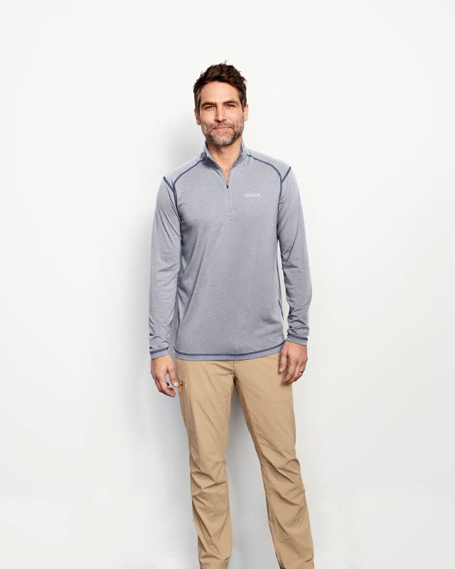 Orvis Men’s Drirelease Quarter-Zip Long Sleeve Shirt for Men - Pullover Men’s T-Shirts with All-Natural Odor Protection, Blue Fog - X-Large