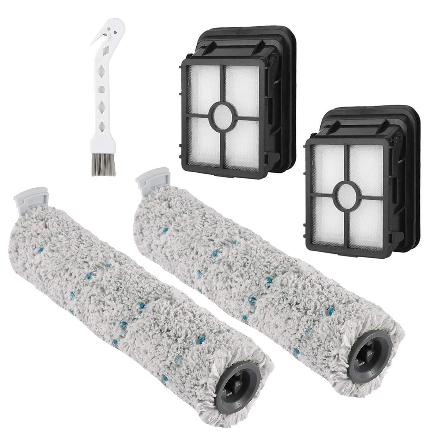 LesinaVac Replacement 2787 Brush Roll and Vacuum Filter 1866 for Bissell CrossWave Cordless Max 2554 2590 2593 2596 Series Vacuum (2 Brush Rolls and 2 Vacuum Filters)