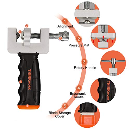 THINKWORK Glass Cutter Tool Kit, Tile Cutter Hand Tool, Easy Glide Glass & Tile Cutter DIY Home Kit(2 Blades & 4 Pads)