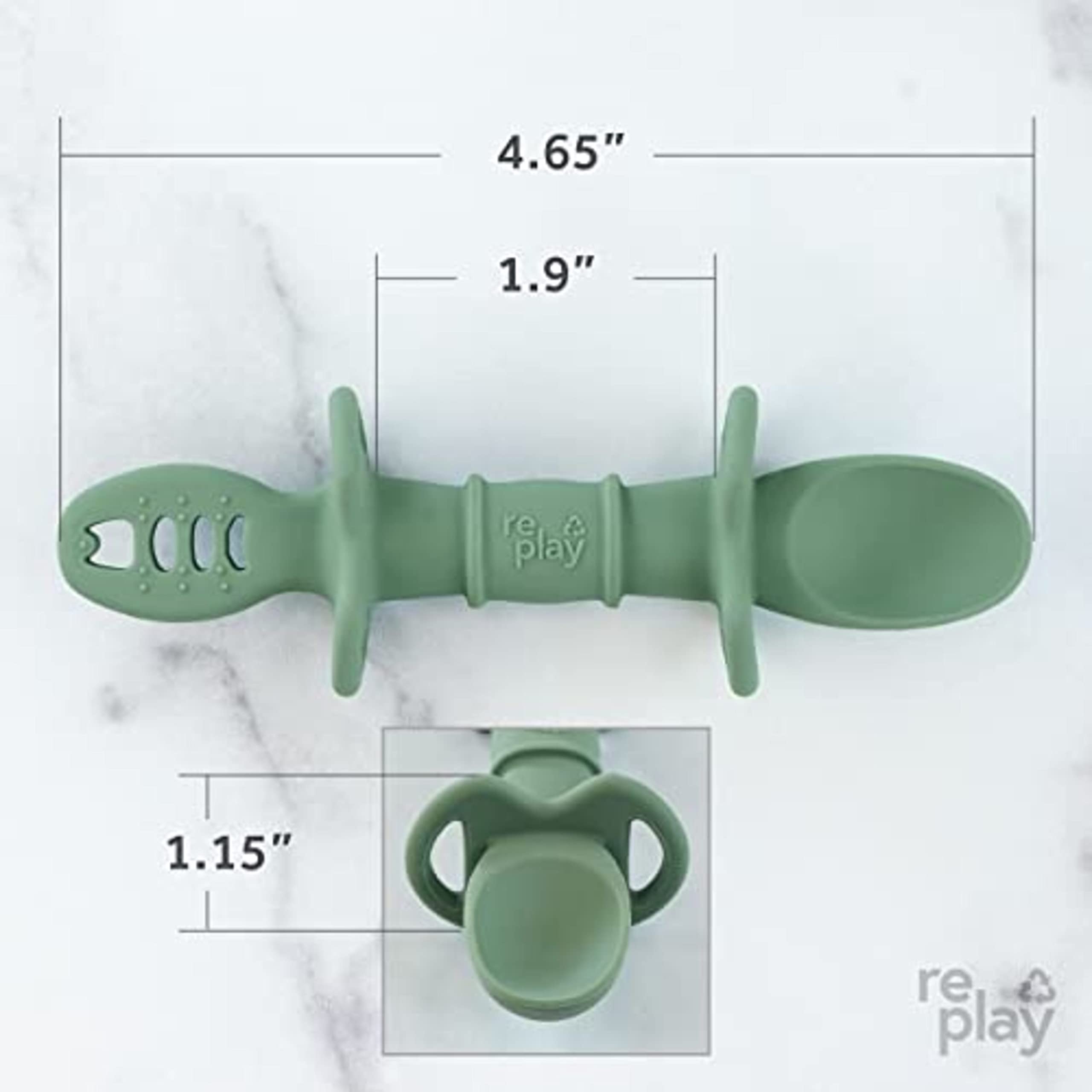 Sustainables by Re-Play Silicone Dip n ReDip Feeding Tool - Made with Medical-Grade Platinum Silicone - Sage - 2 Pack