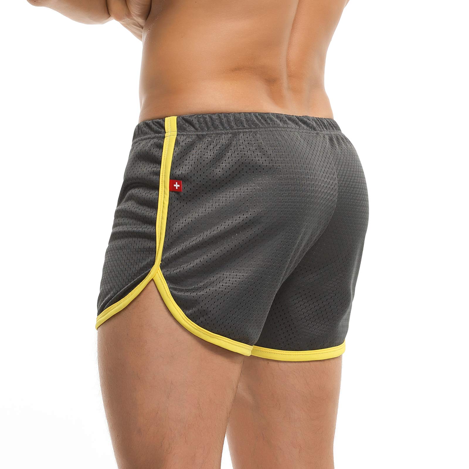 Men's Running Workout Bodybuilding Gym Shorts Athletic Sports Casual Short Pants (Grey, Medium)