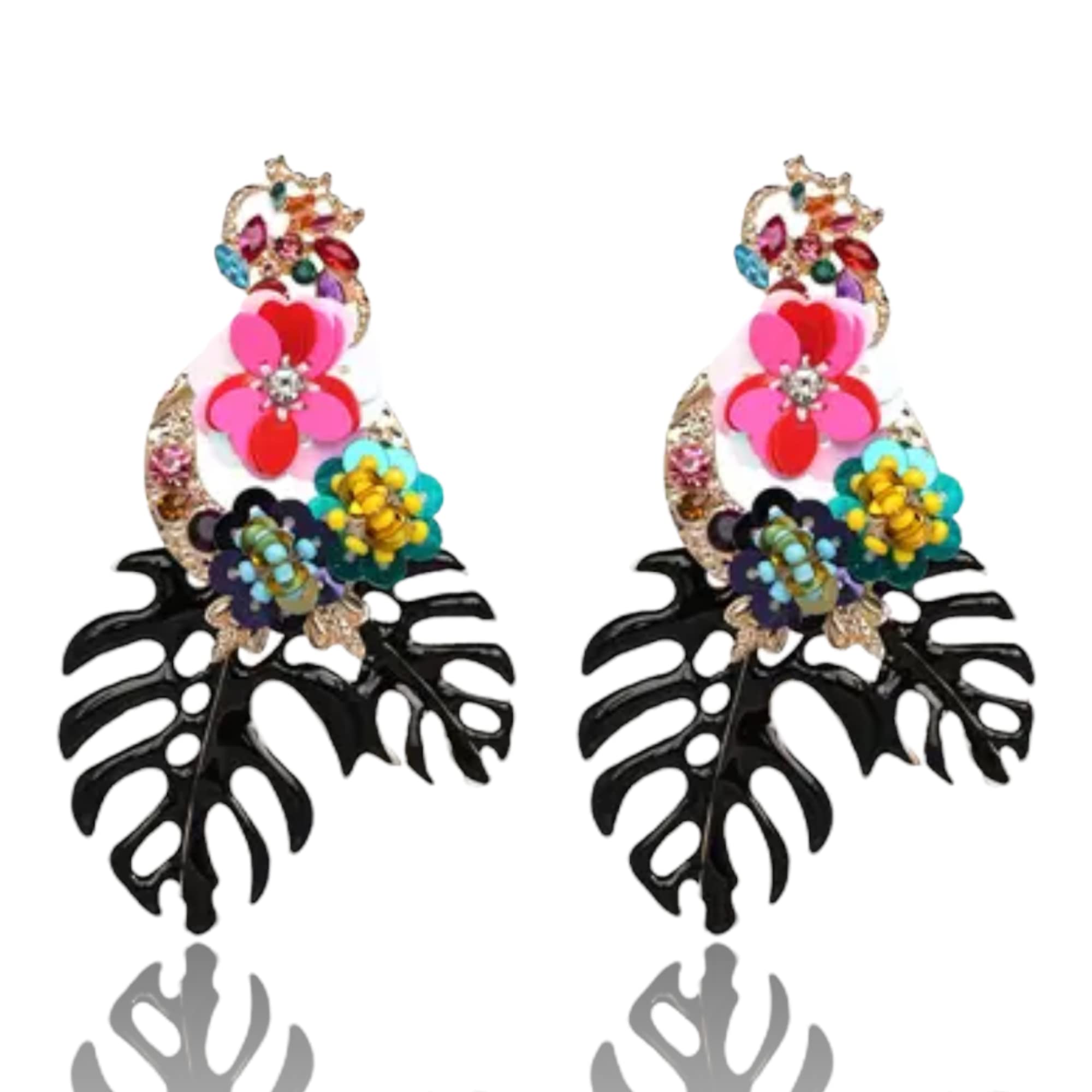 Safari Fun Summer/Fall Leaf Drop Multicolor Vacation Women Girls Glamorous Design Earring (Black)
