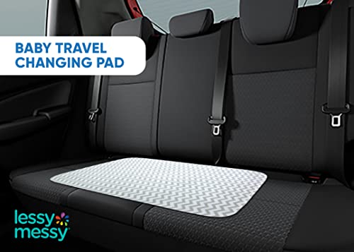 Lessy Messy Diaper Changing Mat - Travel Changing Pad-The Only Baby Changing Mat That is Washer Dryer Safe Portable Changing pad for Baby Extra Large Wipeable Changing pad (Grey)