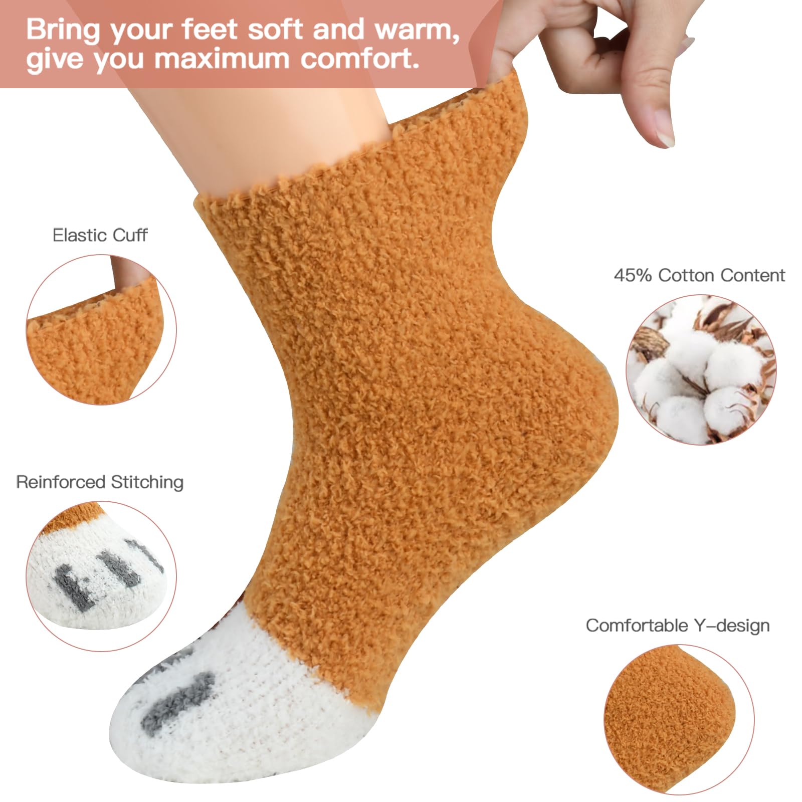 Lisacool 5 Pairs Womens Wool Socks - Winter Warm Socks - Thick Thermal Knit Vintage Cozy Crew Soft Socks Gifts for Women