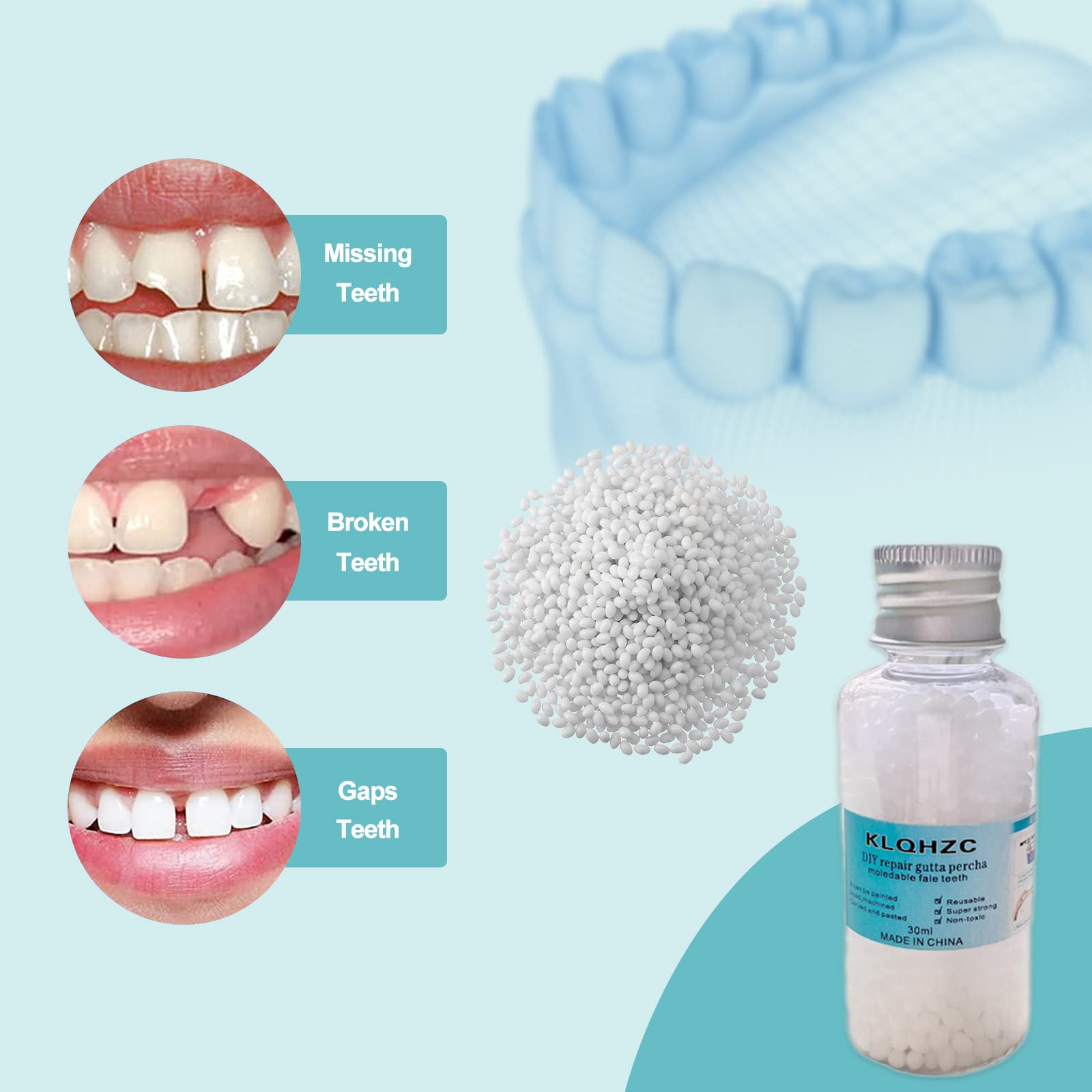 Temporary Tooth Repair kit for Filling The Missing Broken Tooth and Gaps-Moldable Fake Teeth and Thermal Beads Replacement Kit