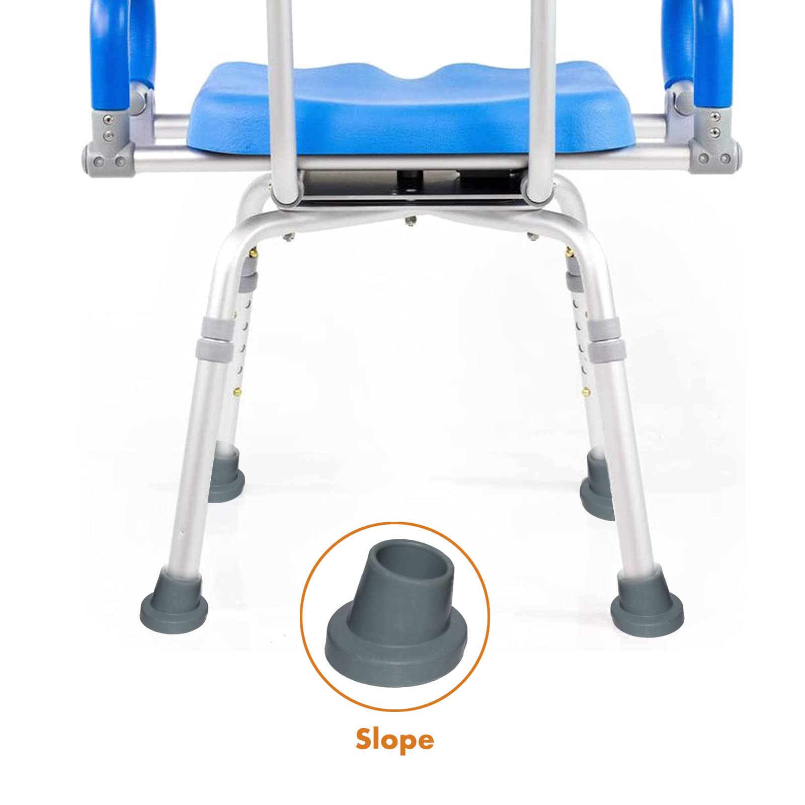 Slope Replacement Feet for Shower Chair Bath Seat, shower stools and transfer bench, non-skid Shower Bench and Tub Transfer Benches Rubber Suction Cup Feet, Metal Insert Reinforced (slope, 1-1/8" I.D)