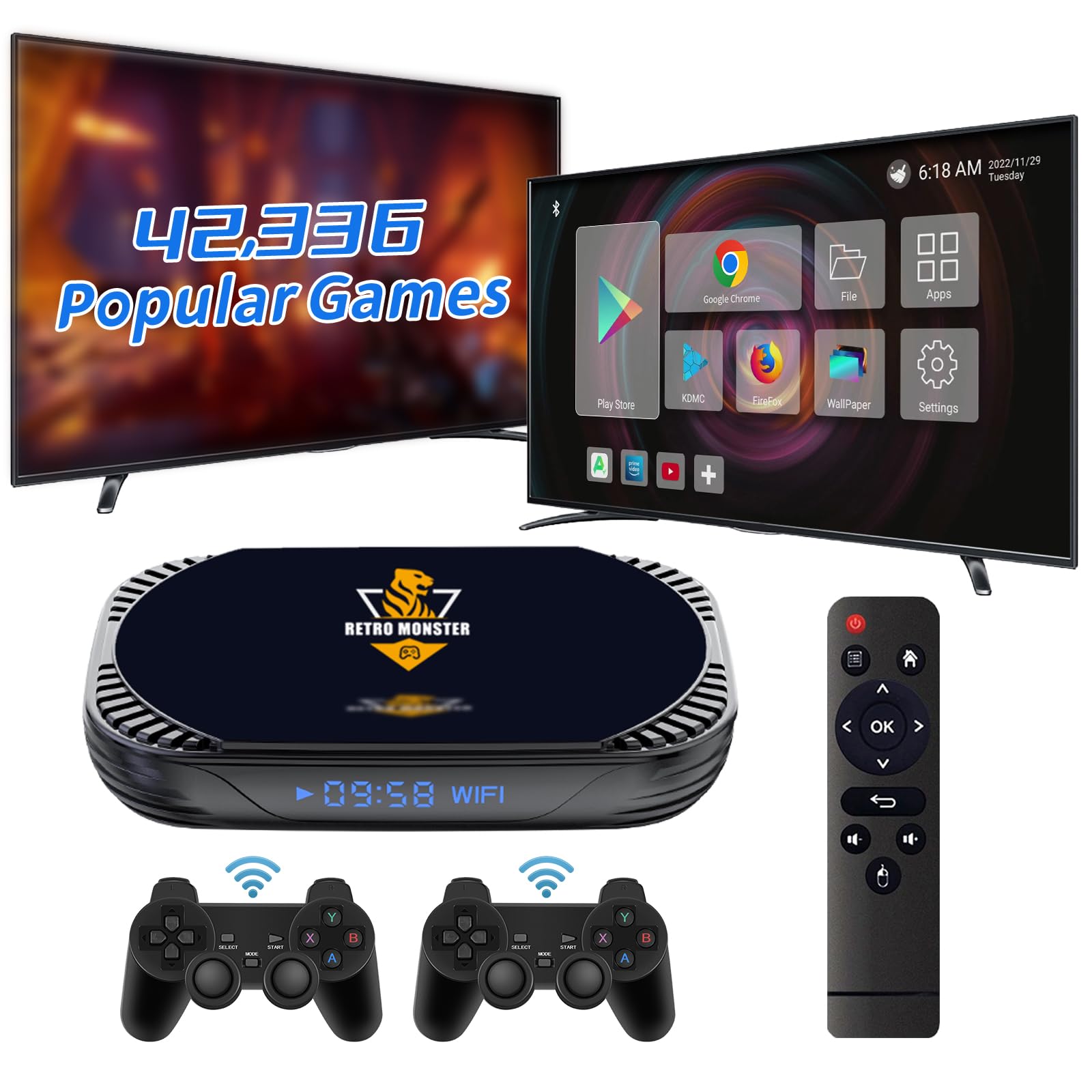 Retro Game Console with Built in 42,336 Games, S905X4 Chip Super Console, Video Game Console Preload 76 Emulators, Game System Compatible with MAME/ATARI/SEGA/PS1/PSP, All in One Emulator Console