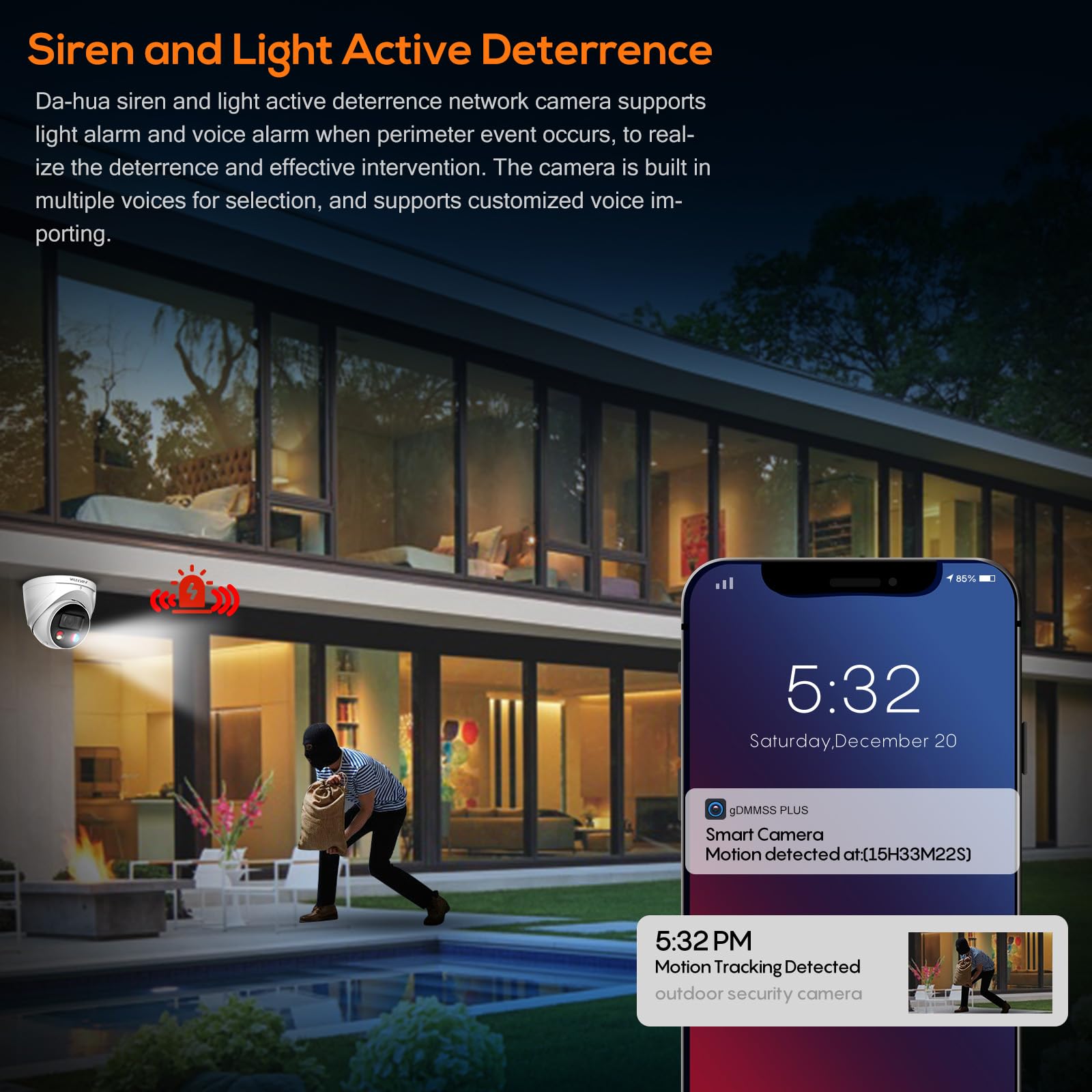 VIKYLIN 6MP IP Security Camera PoE, Indoor Outdoor Dome Camera with Mic/Audio, Human Vehicle Detection, 100ft IR Night Vision, Wide Angle 2.8mm Lens, IP67#YC2165I