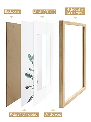 SUMGAR 8x10 Picture Frame with Mat Display Pictures, ๐ก๐ฎ๐๐๐ฟ๐ฎ๐น ๐ข๐ฎ๐ธ ๐ช๐ผ๐ผ๐ฑ 11x14 Photo Frame ๐ฆ๐ถ๐บ๐ฝ๐น๐ฒ ๐ณ๐ผ๐ฟ ๐ง๐ฎ๐ฏ๐น๐ฒ๐๐ผ๐ฝ ๐๐ฒ๐๐ธ Gallery Wall Mounted Display Set of 2